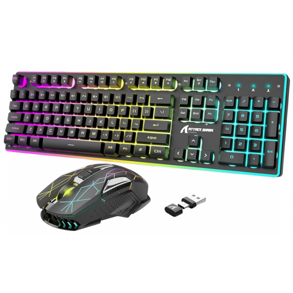 Attack Shark T3 Tri-Mode Wireless Keyboard & Mouse Set - 104 Keys - Black