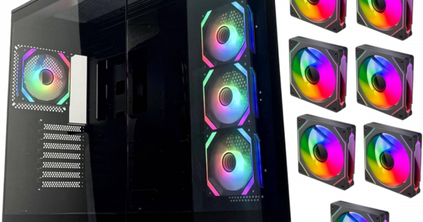 صندوق Tortox Prism الأسود – ATX | 7 مراوح ARGB وزجاج مقسّى