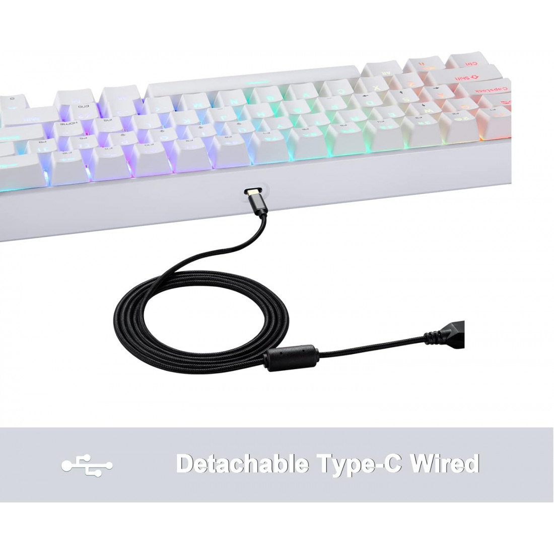 Motospeed ck67 RGB Mechanical Game Keyboard White - Blue Arabic Switch