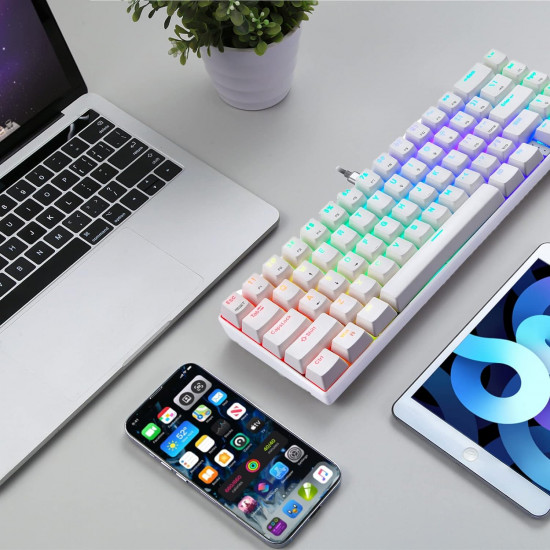 Motospeed ck67 RGB Mechanical Game Keyboard White - Blue Arabic Switch