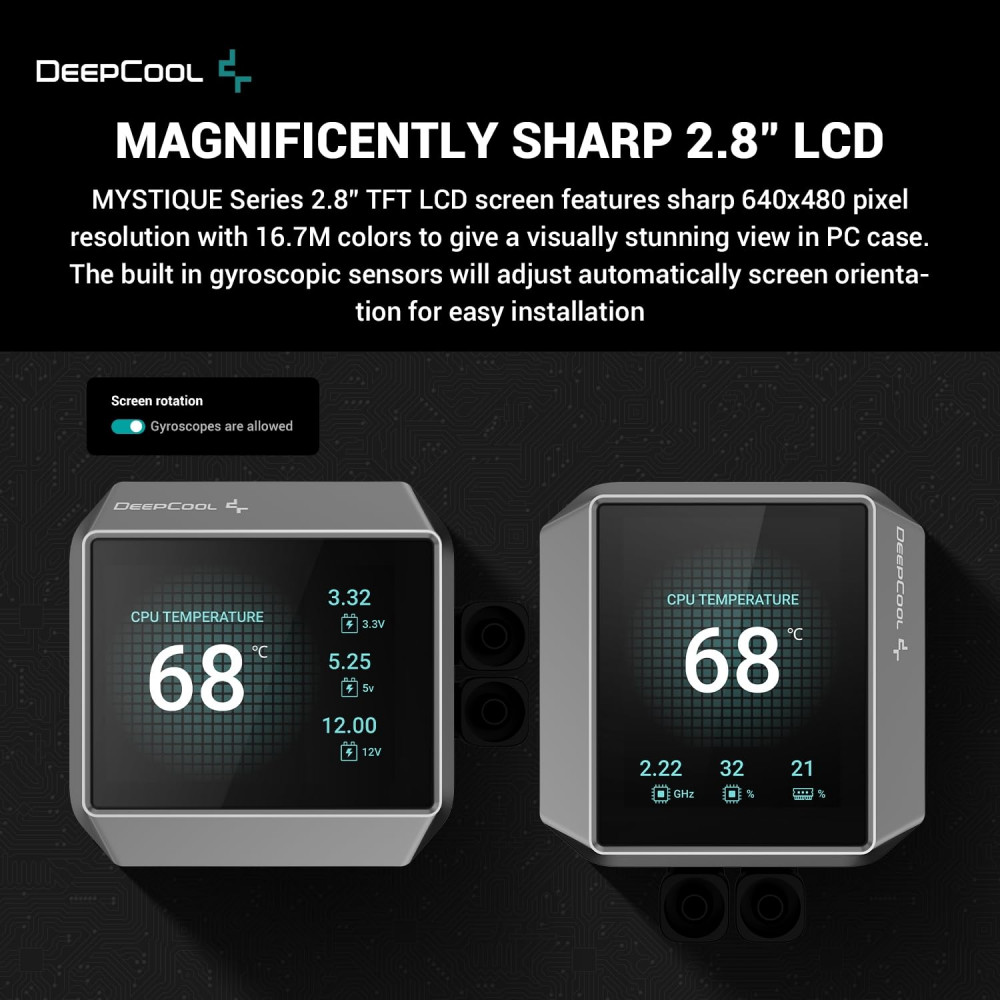 Deepcool AIO Liquid Cooler Mystique 360 2.8 LCD - Black