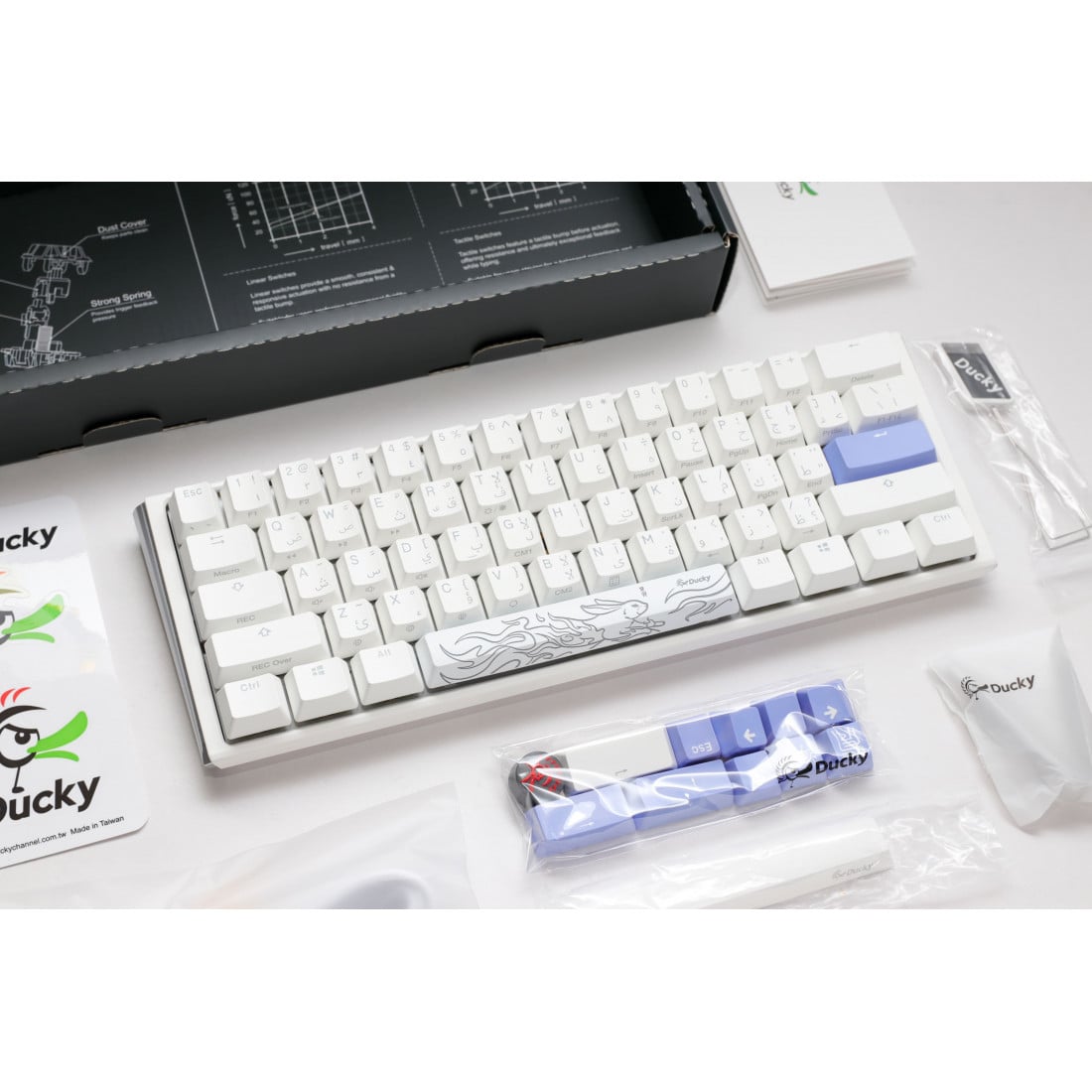 Ducky One 3 Mini - Arabic - Blue Switch - White