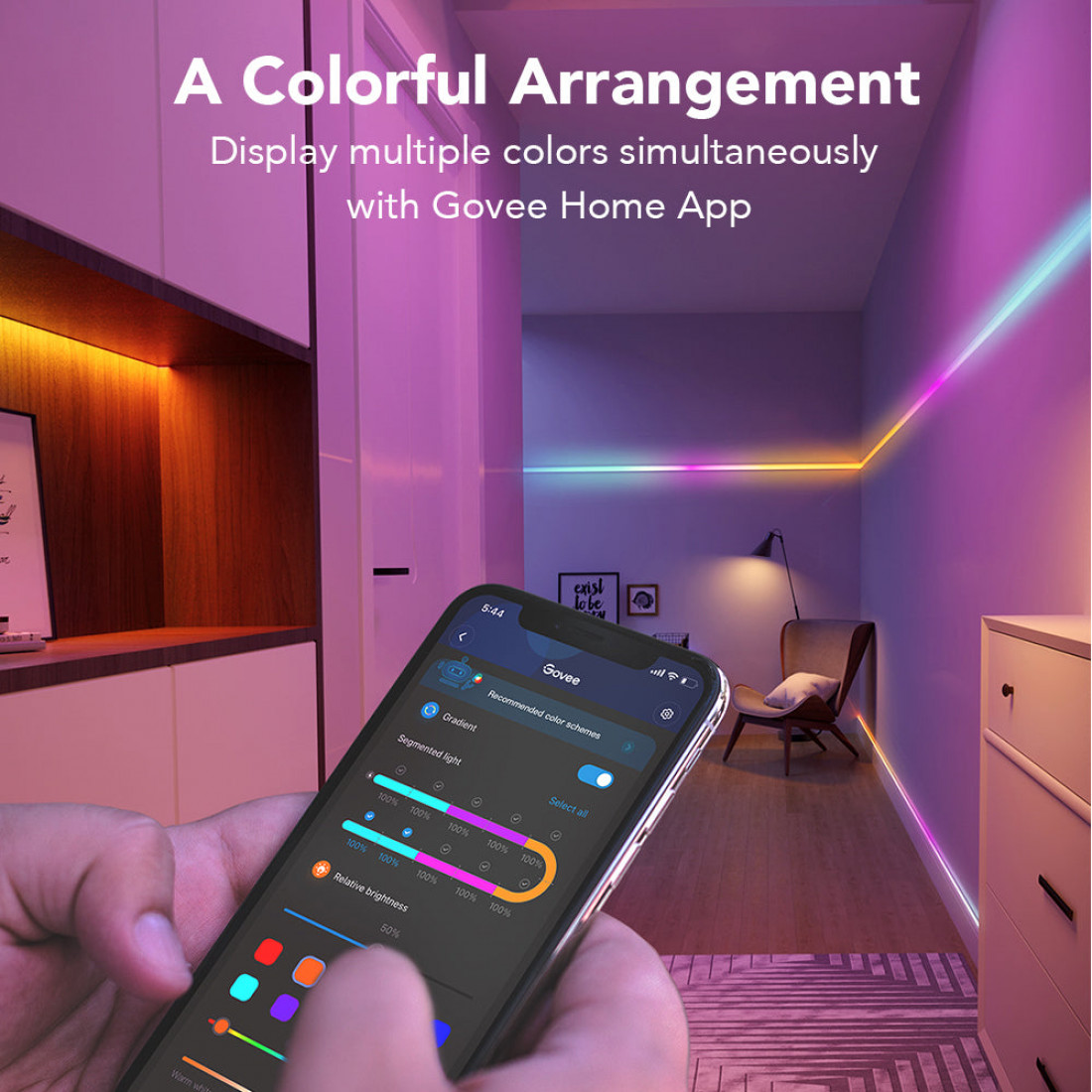 Govee RGBIC Wi-Fi + Bluetooth Strip Lights With Protective Coating