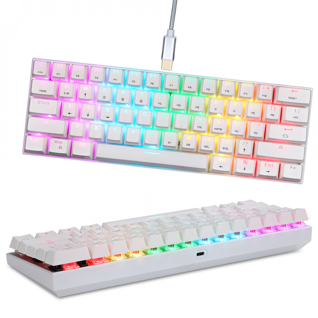 Motospeed SK62 RGB Mechanical Game Keyboard White - Blue Arabic Switch