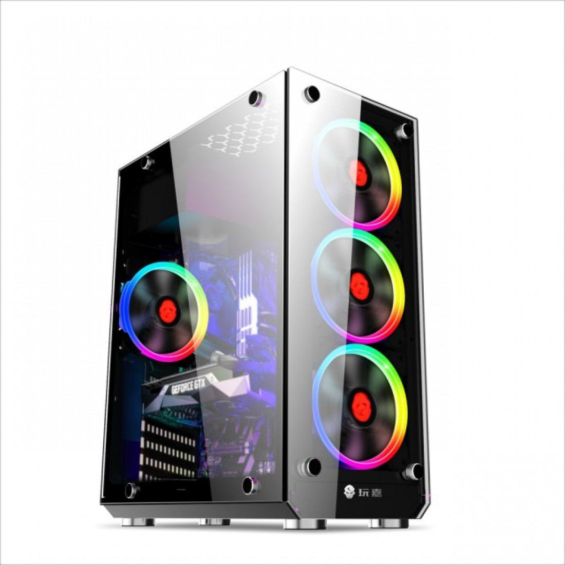 Skull Magic Mirror Gaming Case + 4 Fans