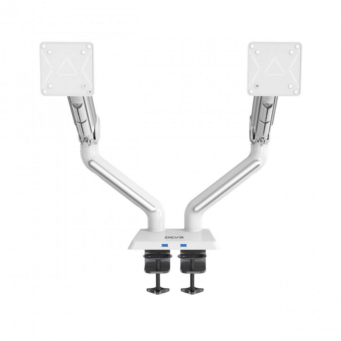 Devo Gaming Monitor Arm - 2 Monitors v2 - White/Silver
