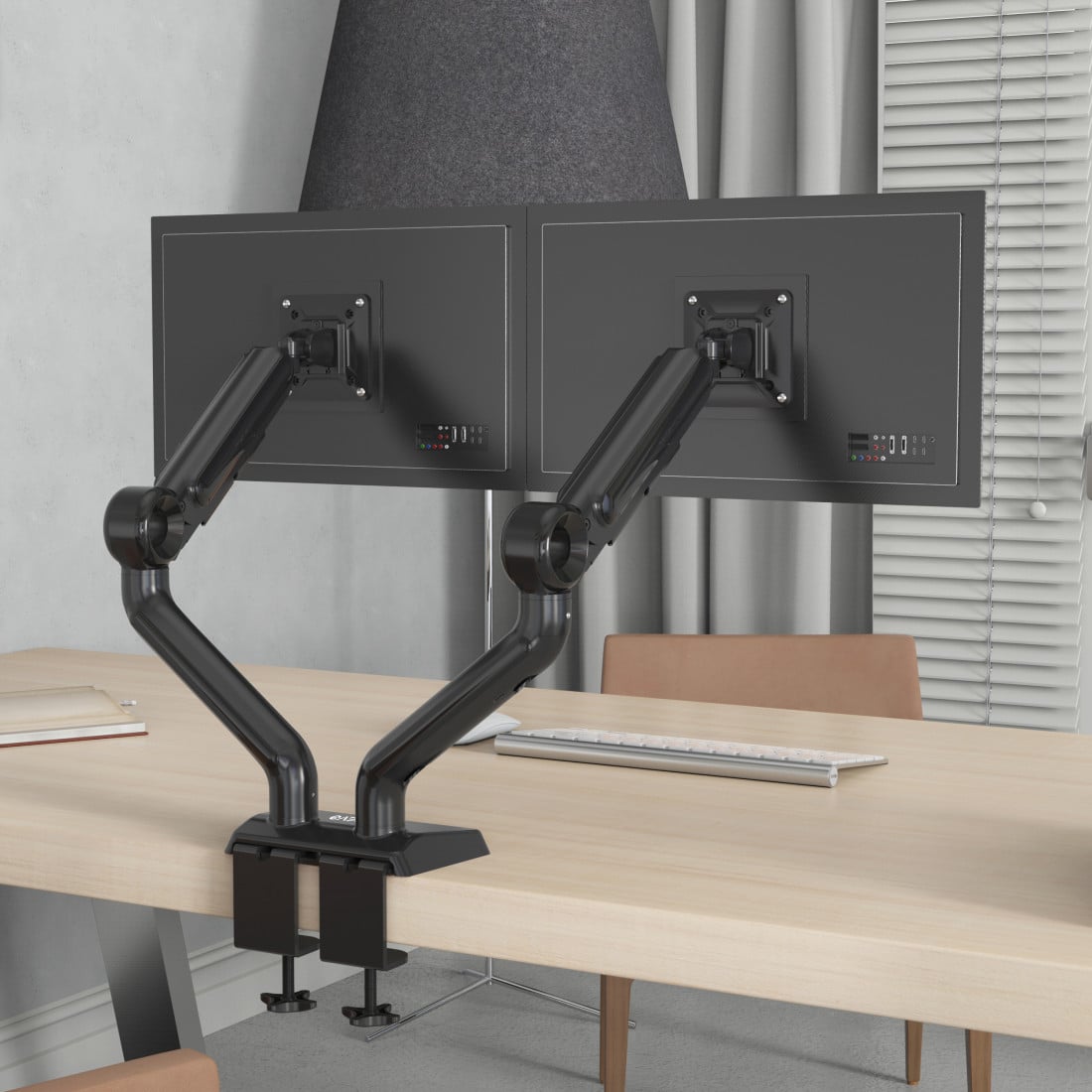 Devo Gaming Monitor Arm - 2 Monitors v2 - Black