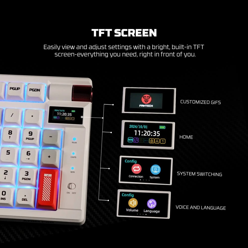 Fantech MK918 Wireless Mechanical Keyboard - White - Red Switch