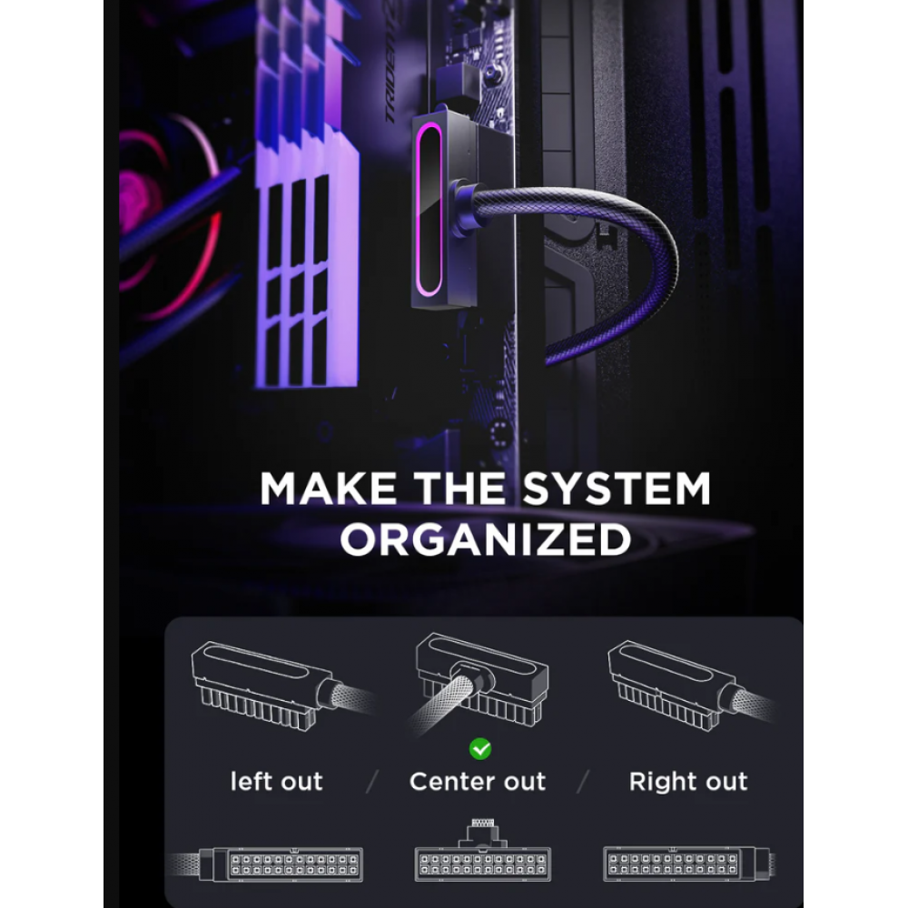 AsiaHorse Hydrus-24PIN-T 2.0 - 24PIN 30cm ARGB PSU Extension Cable ...