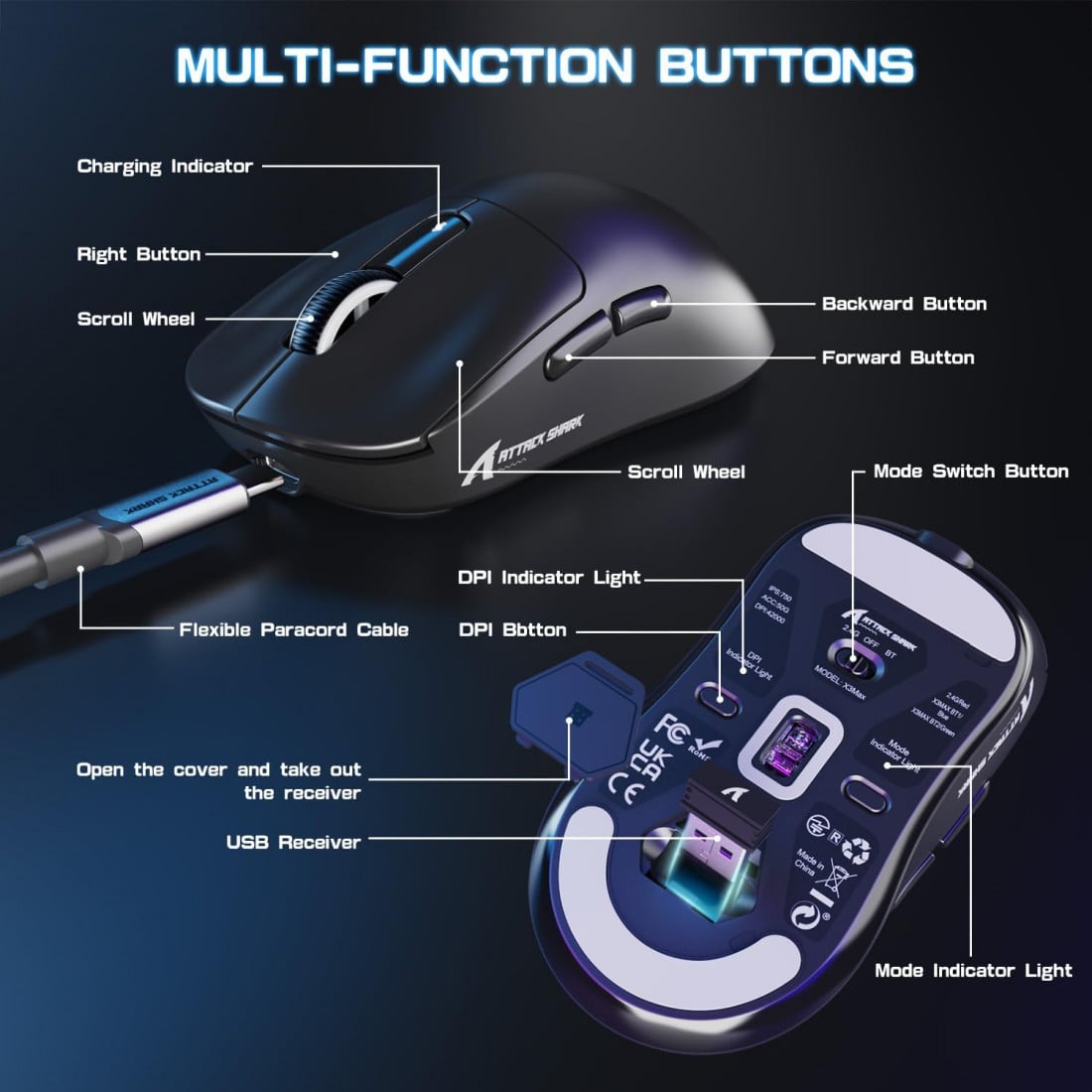 Attack Shark X3Max Tri-Mode Mouse – Black