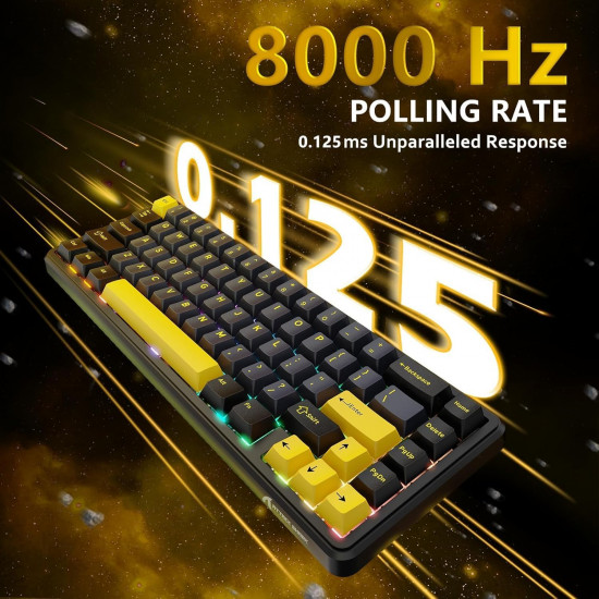 كيبورد Attack Shark X65HE RGB سلكي بمفاتيح مغناطيسية 8000Hz عربي أسود