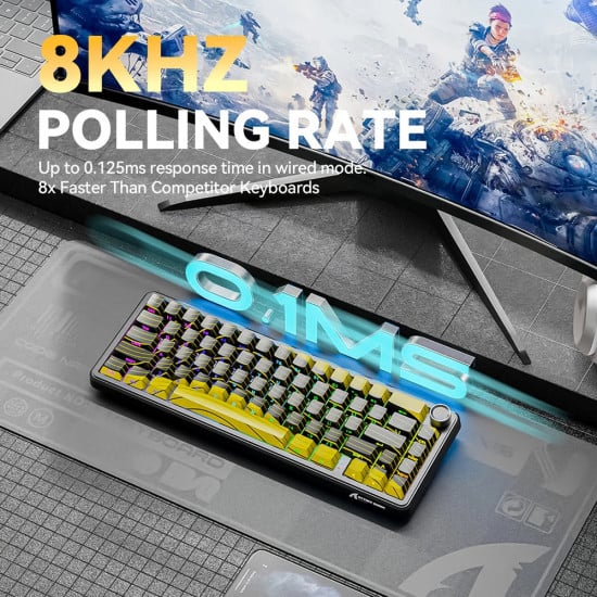 Attack Shark X65Pro Tri-Mode RGB Mechanical Keyboard with Knob ...