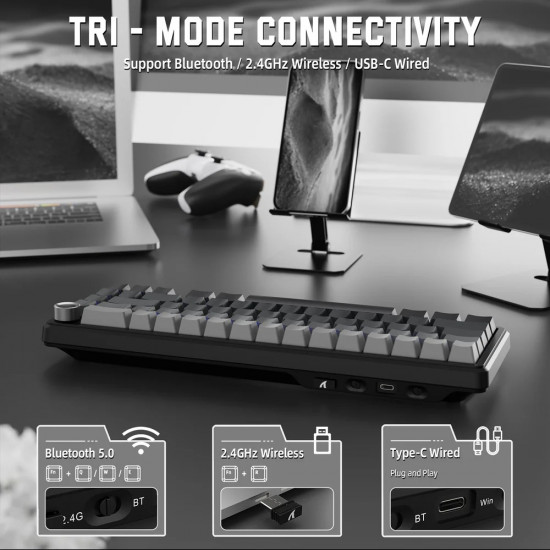 Attack Shark X66 Tri-Mode RGB Mechanical Keyboard - Strawberry Switch ...