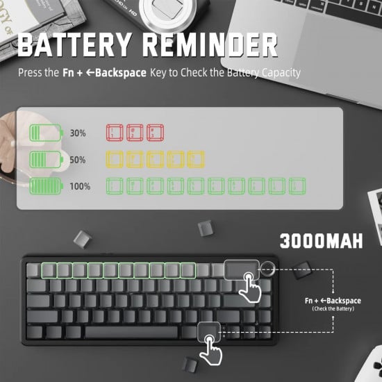 Attack Shark X66 Tri-Mode RGB Mechanical Keyboard - Strawberry Switch ...