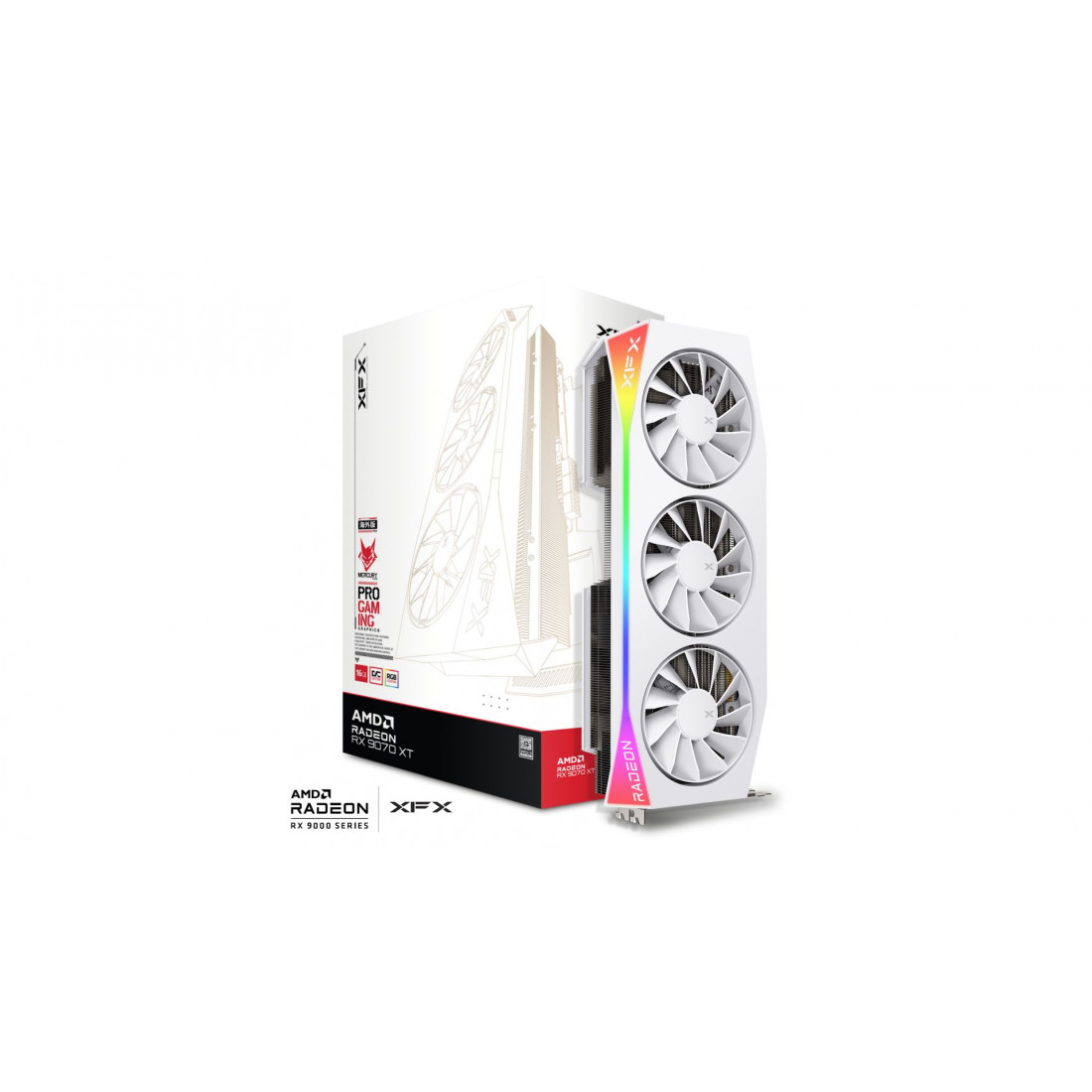 XFX Mercury RX 9070 XT OC Gaming Edition 16GB 3xDP GPU - White